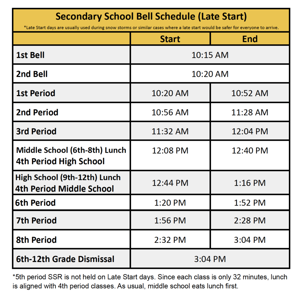 Bell Schedule | Beehive Science and Technology Academy