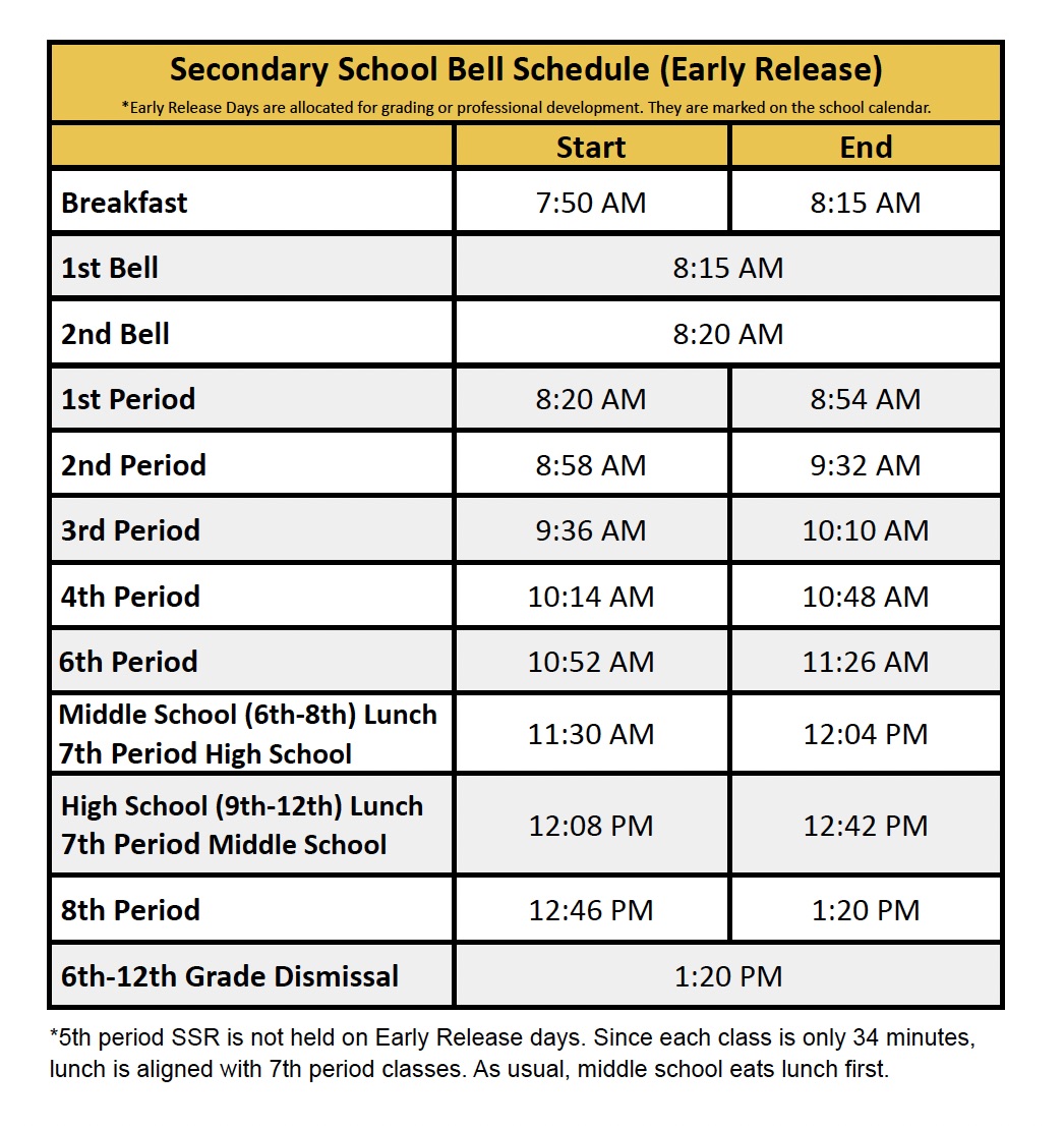 Bell Schedule | Beehive Science and Technology Academy